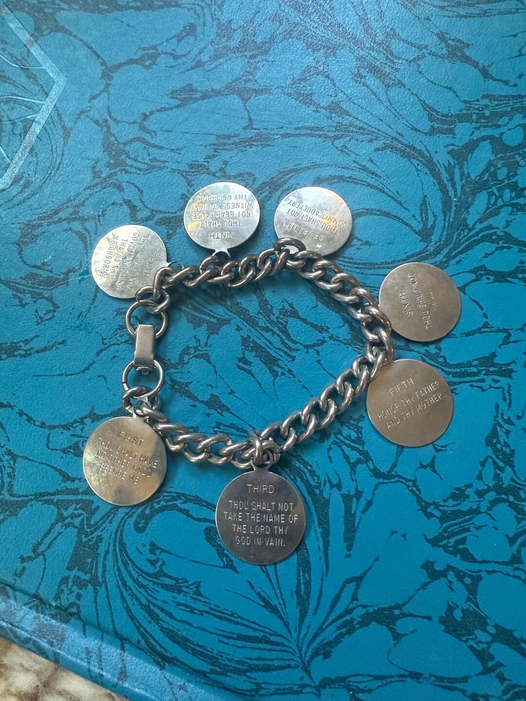 Vintage Silver Ten Commandments Charm Necklace Religious - Etsy