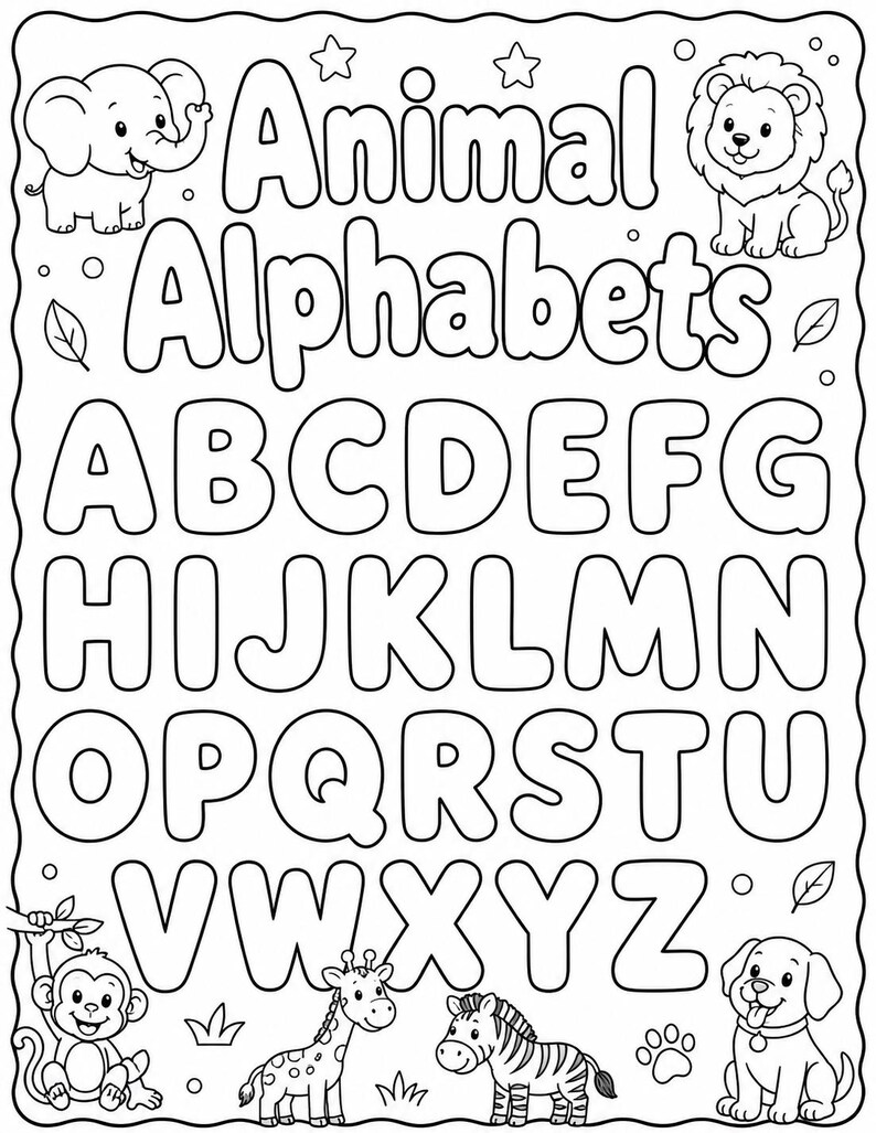 Animal Alphabet Coloring Book Bundle | Fruit ABC Learning Activity (PDF ...