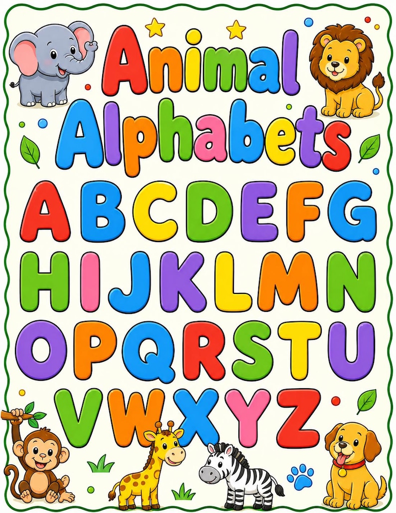 Animal Alphabet Coloring Book Bundle | Fruit ABC Learning Activity (PDF ...