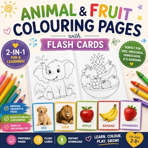 Animal Alphabet Coloring Book Bundle | Fruit ABC Learning Activity (PDF ...