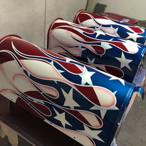 Custom Painted Flamed American Flag Mailbox, Flame Mailbox, Painted ...