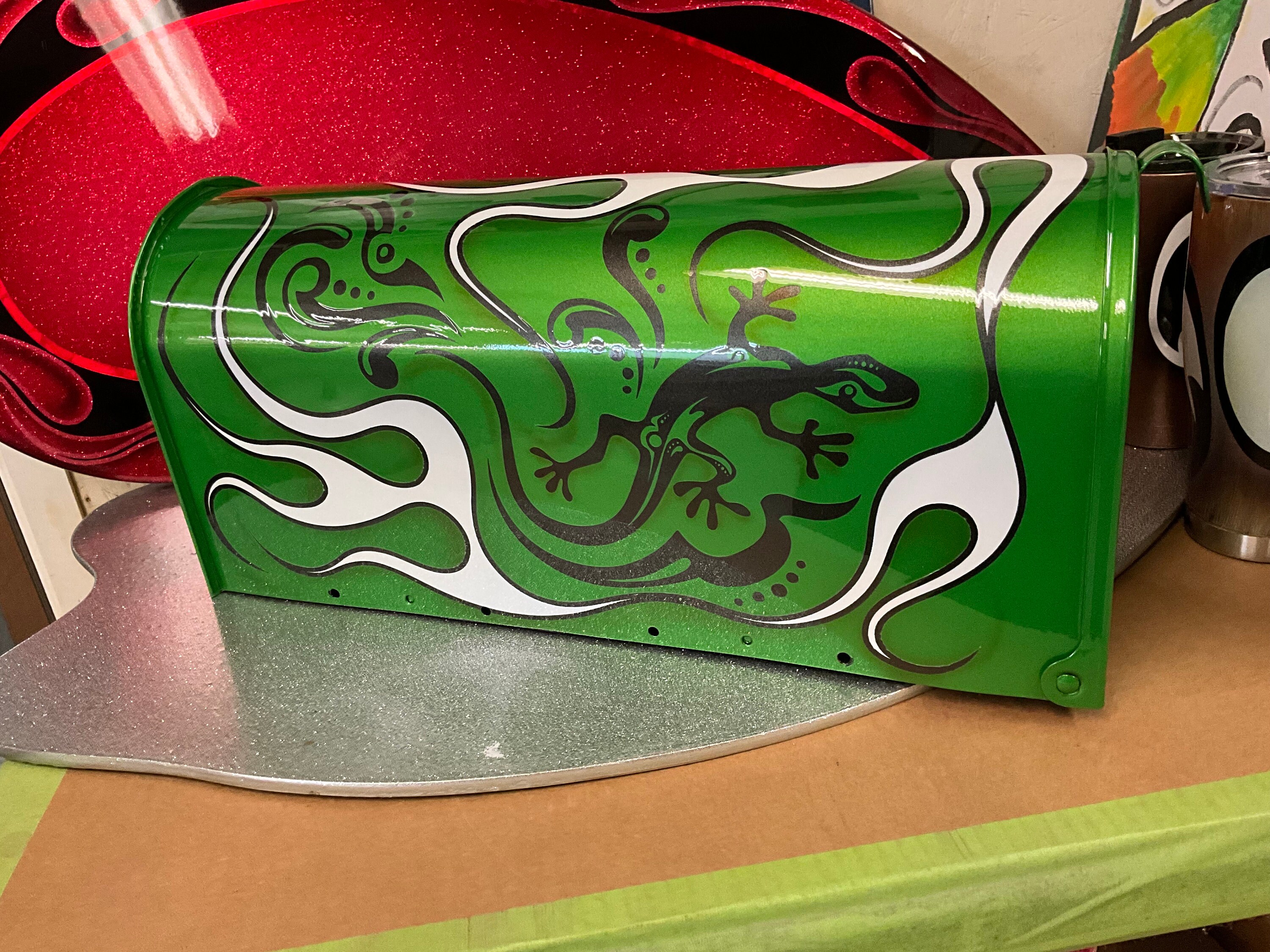 Custom Painted Flame Lake House Beach House Mailbox, Harley Davidson ...