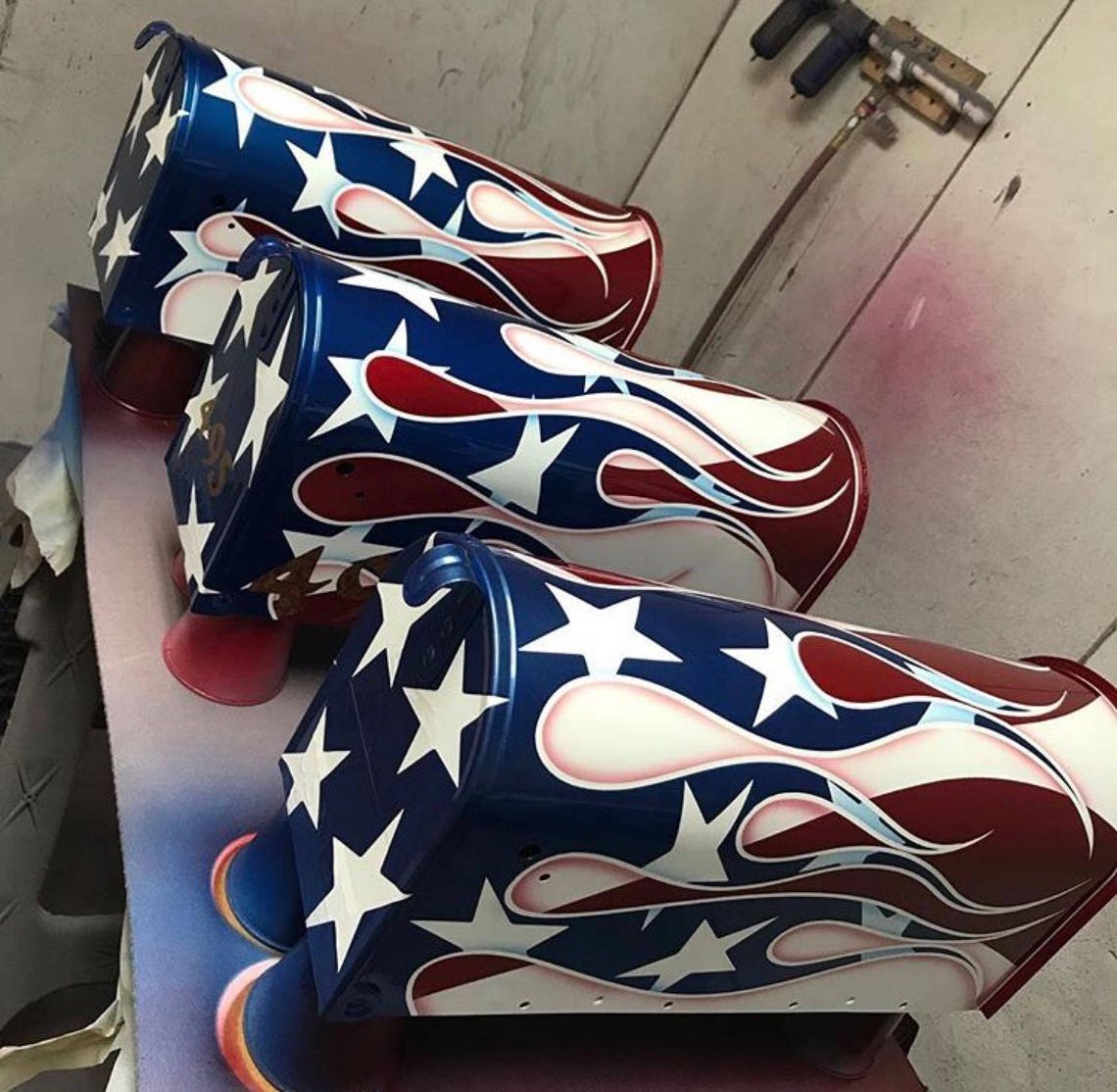 Custom Painted Flamed American Flag Mailbox - Etsy