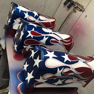 Custom Painted Flamed American Flag Mailbox, Flame Mailbox, Painted ...