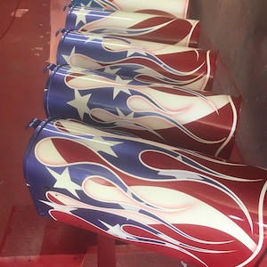 Custom Painted Flamed American Flag Mailbox, Flame Mailbox, Painted ...