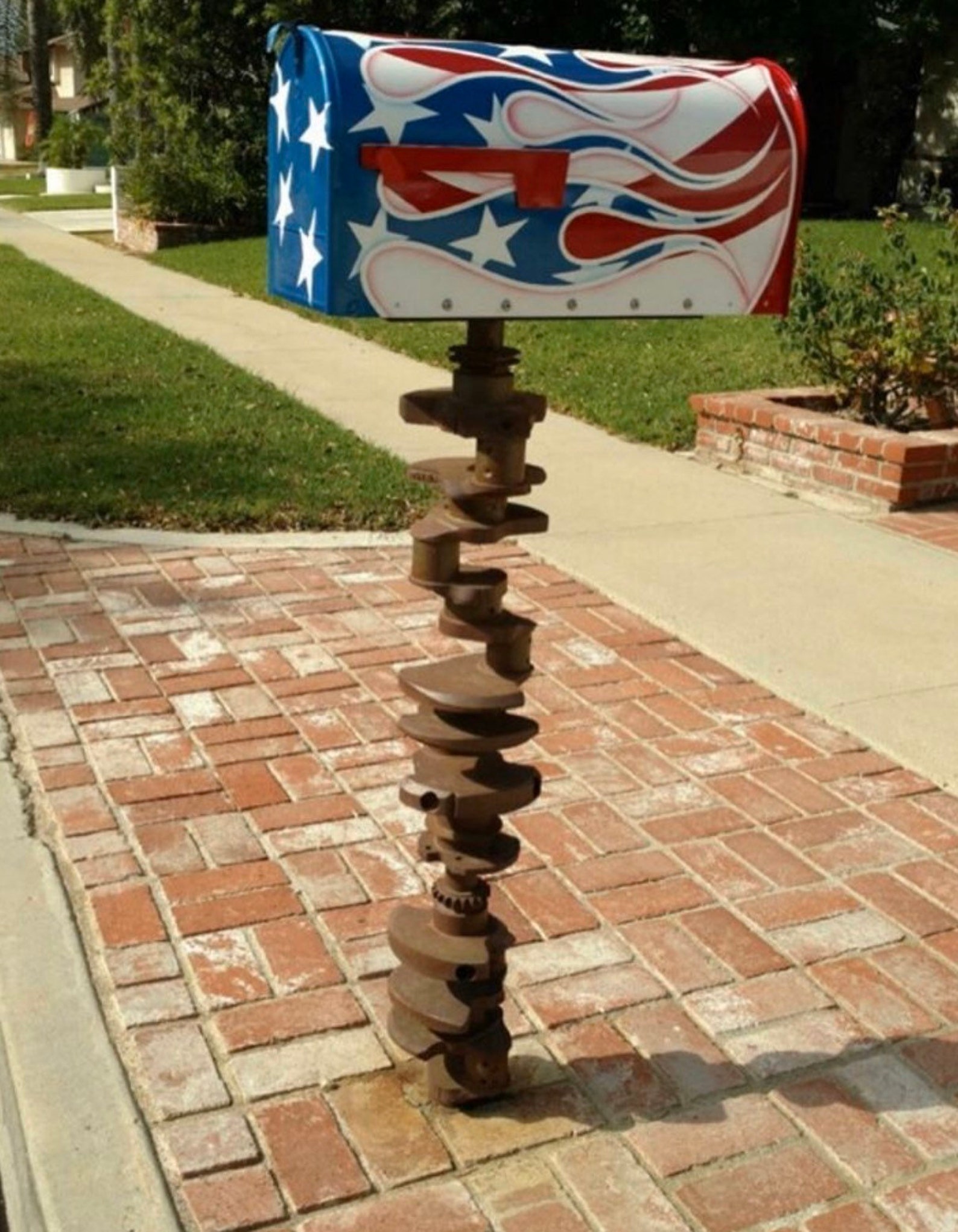 Custom Painted Flamed American Flag Mailbox, Flame Mailbox, Painted ...