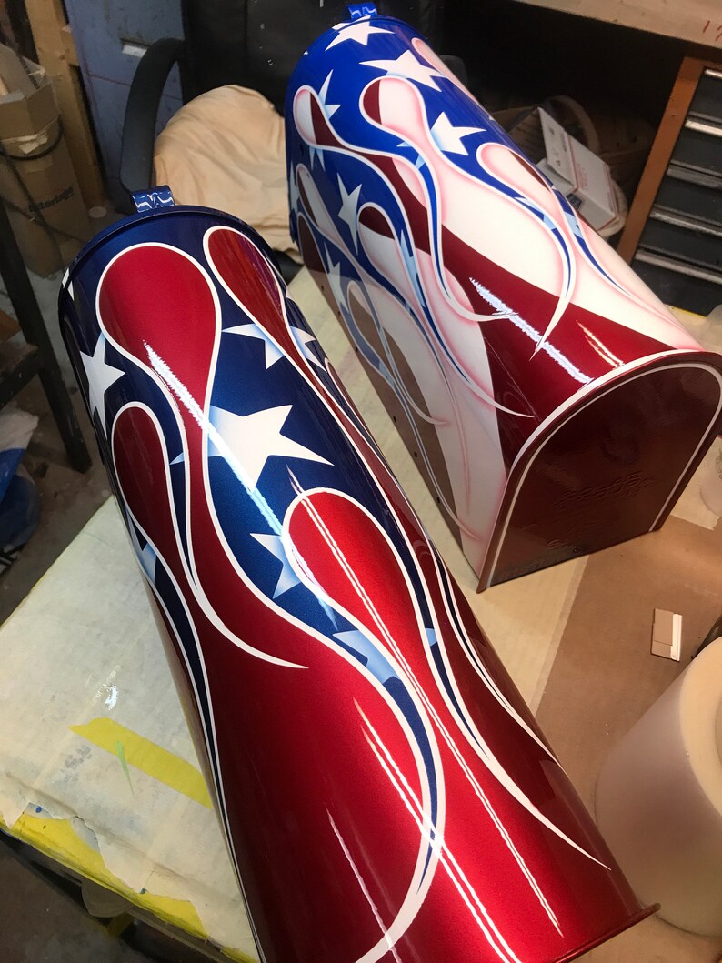 Custom Painted Flamed American Flag Mailbox - Etsy