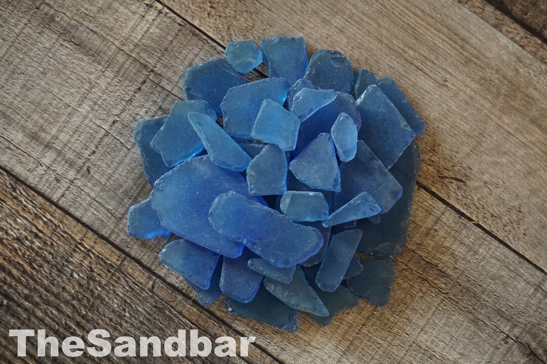 Seaglass Blue Glass Mix Pieces Tumbled Smoothed Royal Blue Glass Craft ...