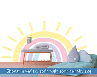 Sun Wall Decal Half Sun Wall Sticker Decal Peel and Stick Decals SD243 ...