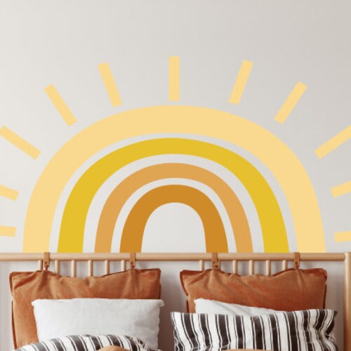 Half Sun Wall Decal Boho Half Sun Wall Sticker Decal Peel - Etsy