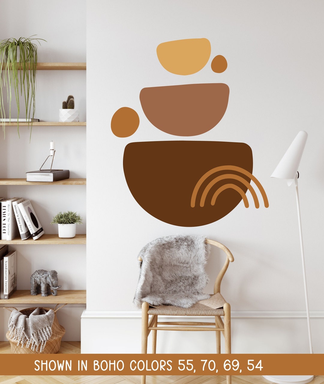 Boho Wall Decal, Boho Shape Wall Decal Sticker, Modern Wall Decal ...