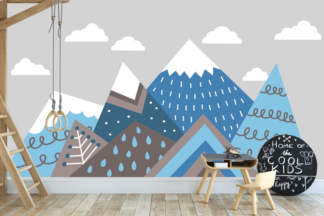 Mountain Decal Mountain Mural Decal Nursery Decal Boho Decal Sticker ...