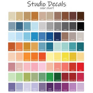 Studio Decals COLOR SAMPLES & Color Chart - Etsy