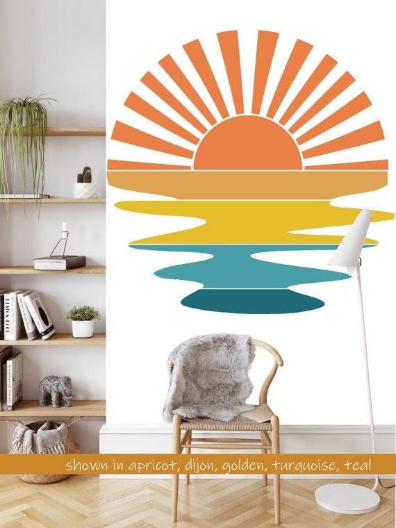 Sun Decal Boho Sun Water Wall Sticker Decal Peel and Stick - Etsy