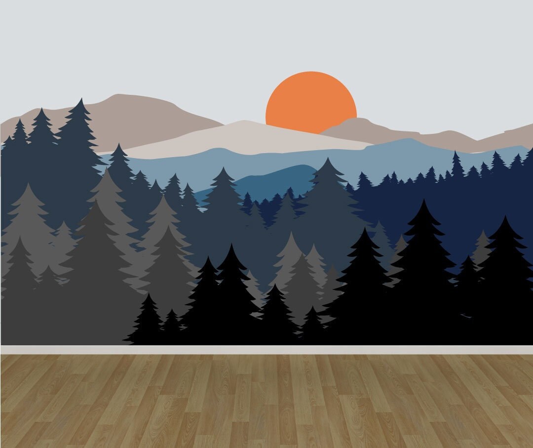 Mountain Decals Mountain Mural Decal Nursery Decal MR207 - Etsy