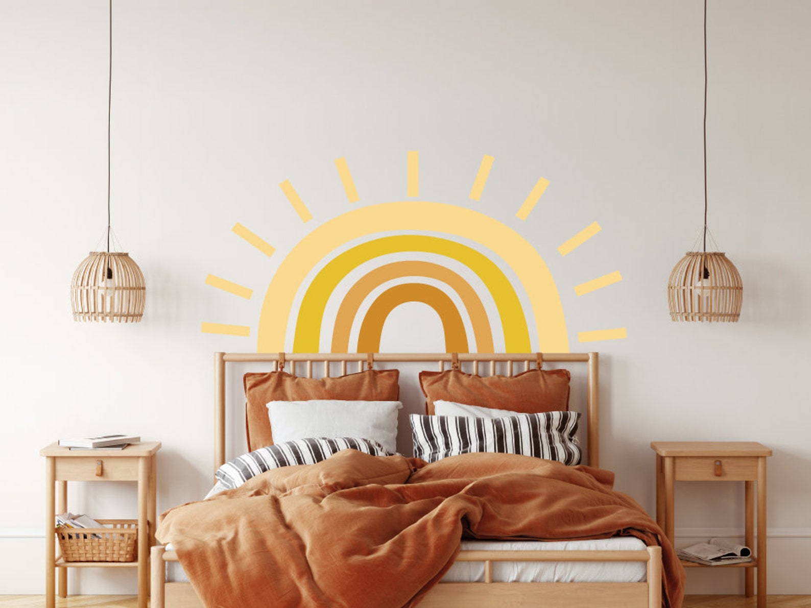 Half Sun Wall Decal Boho Half Sun Wall Sticker Decal Peel | Etsy