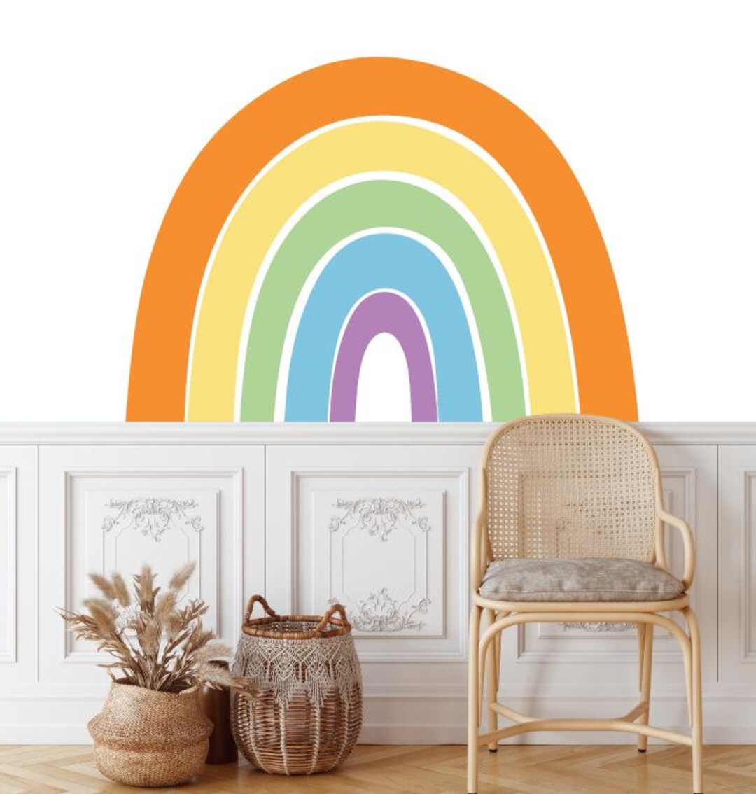 Rainbow Wall Decal, Modern, Boho, Primary, Bright Colors, Wall Stickers ...