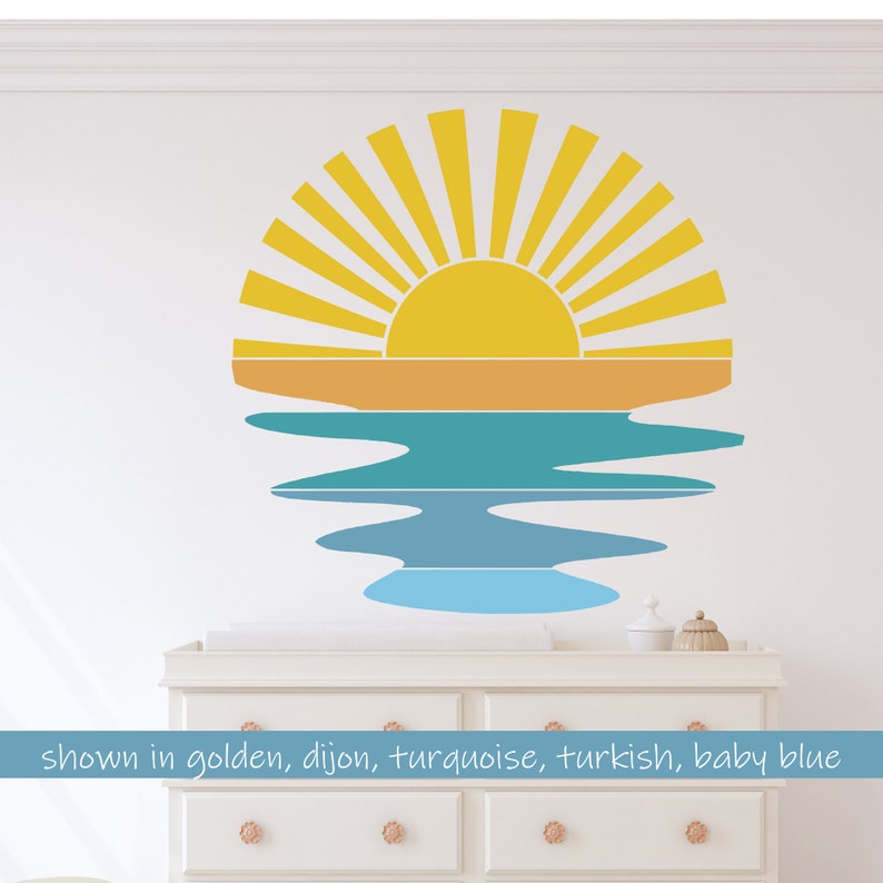 Sun Decal Boho Sun Water Wall Sticker Decal Peel and Stick - Etsy