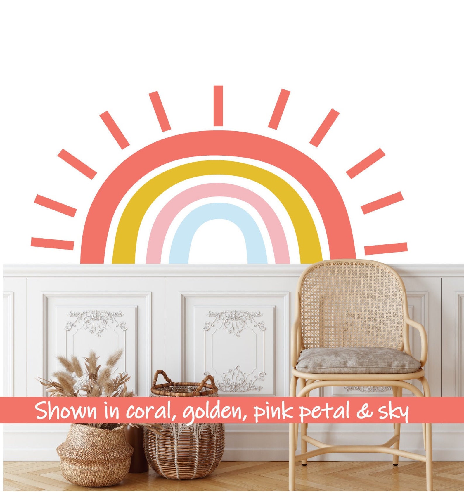 Sun Wall Decal Half Sun Wall Sticker Decal Peel and Stick - Etsy