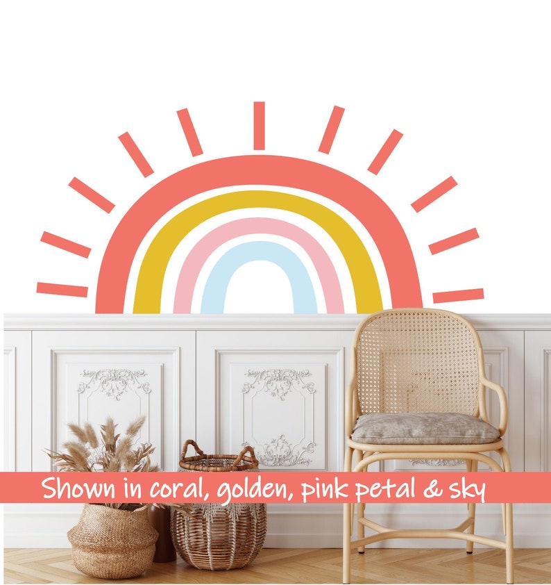 Sun Wall Decal Half Sun Wall Sticker Decal Peel and Stick - Etsy