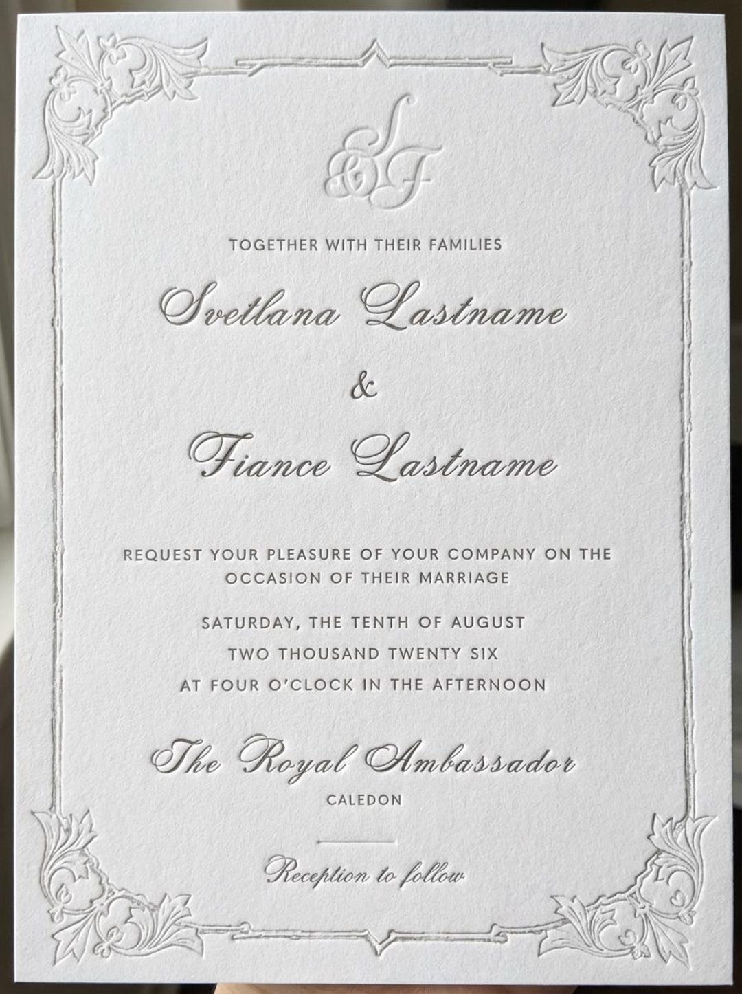 Custom Letterpress, Emboss, Deboss, Foil Stamping Wedding Invites - Etsy
