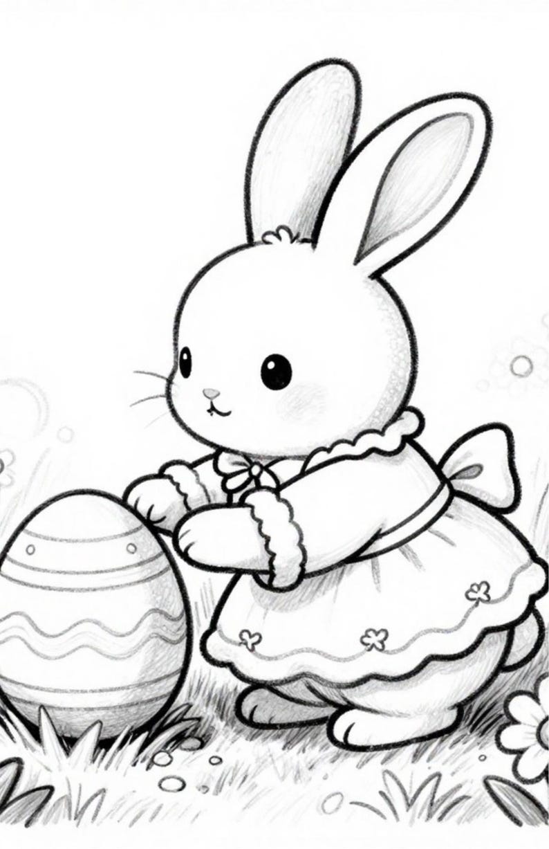 Easter Bundle Coloring Pages Printable for Kids | Bunny & Egg Coloring ...