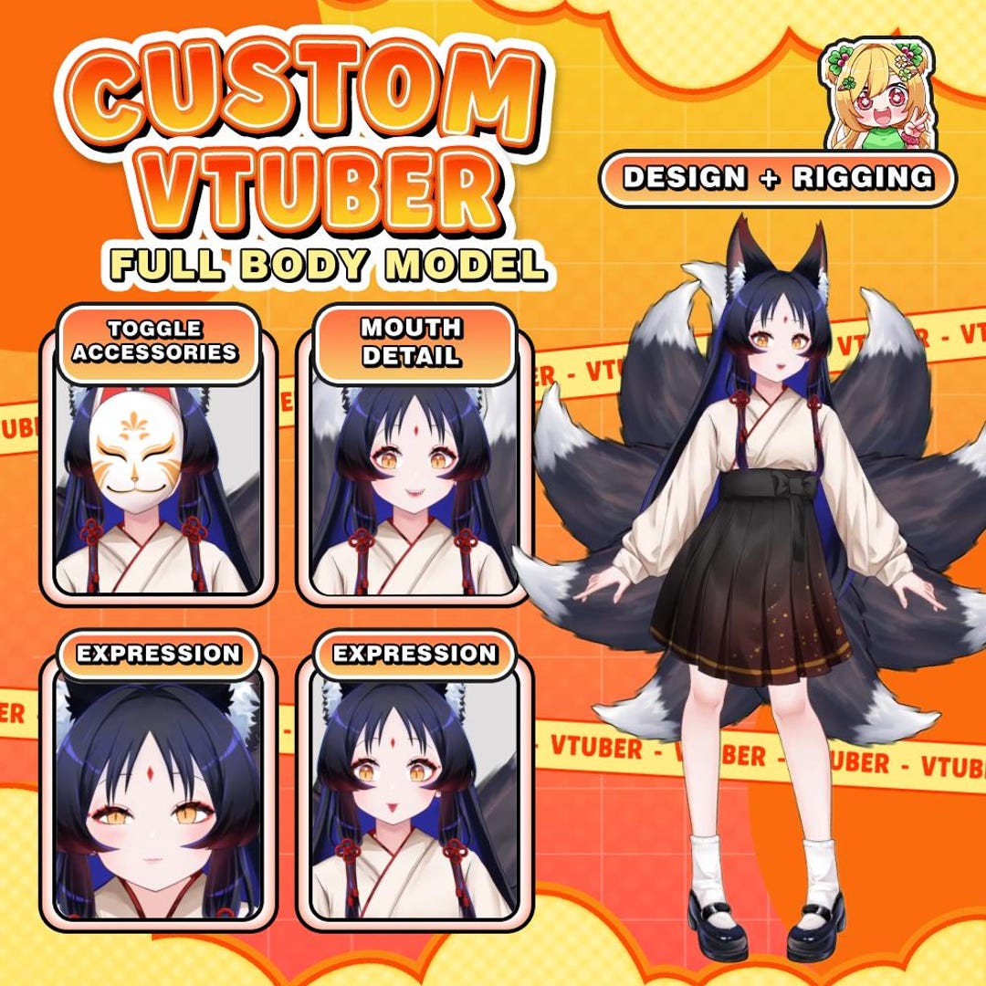 Custom Live2d Vtuber Model Full Body | Anime Vtuber Design & Rigging ...