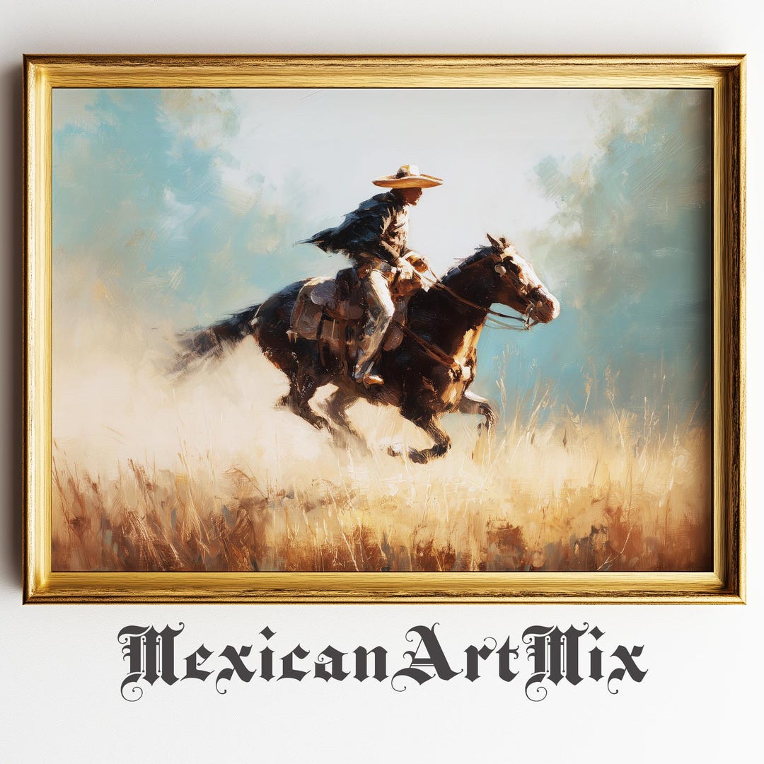 Mexican Charro Printable Wall Art - Dynamic Equestrian Painting ...