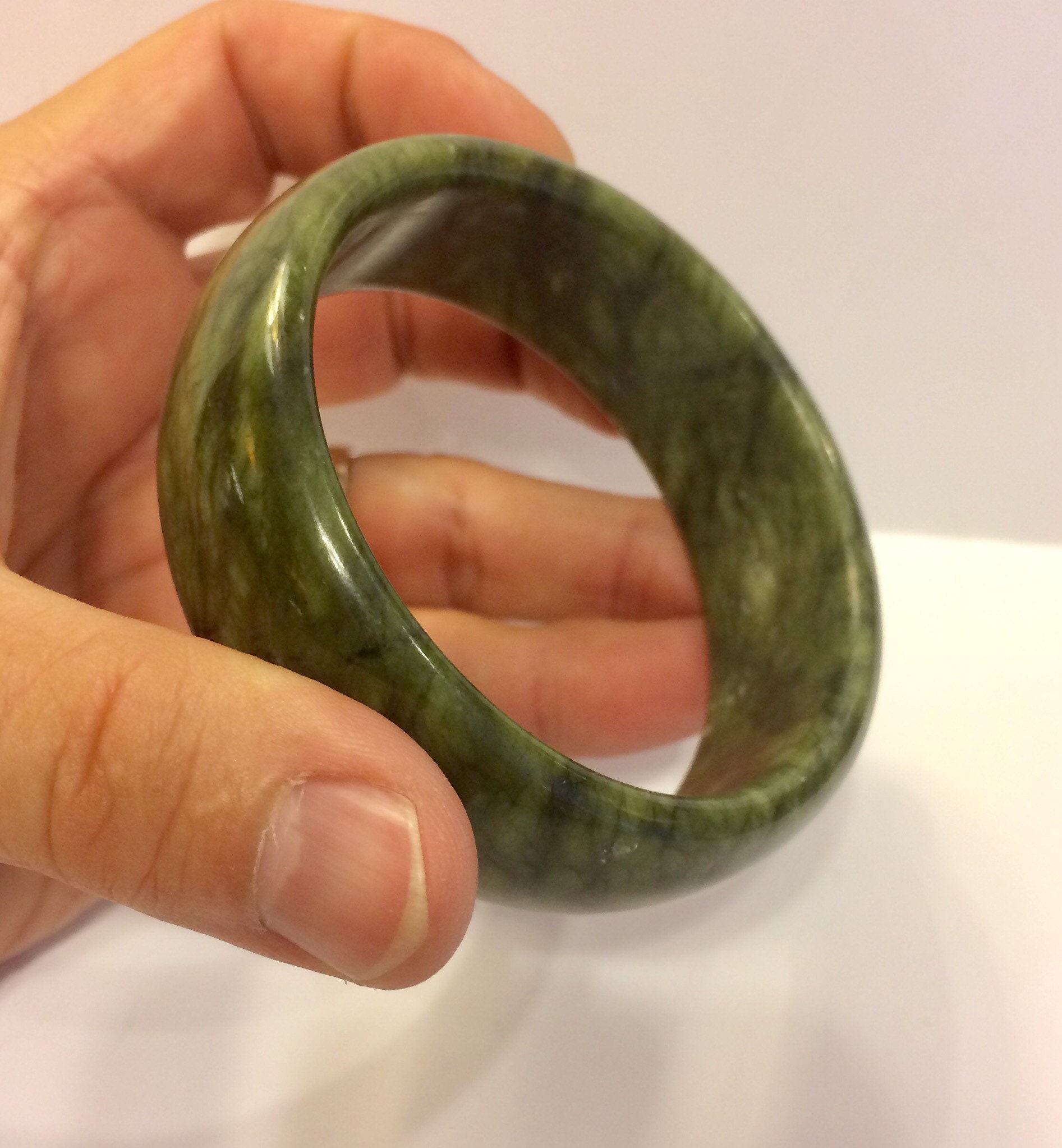 Beautiful Dark Green Nephrite Jade Bangle - Etsy