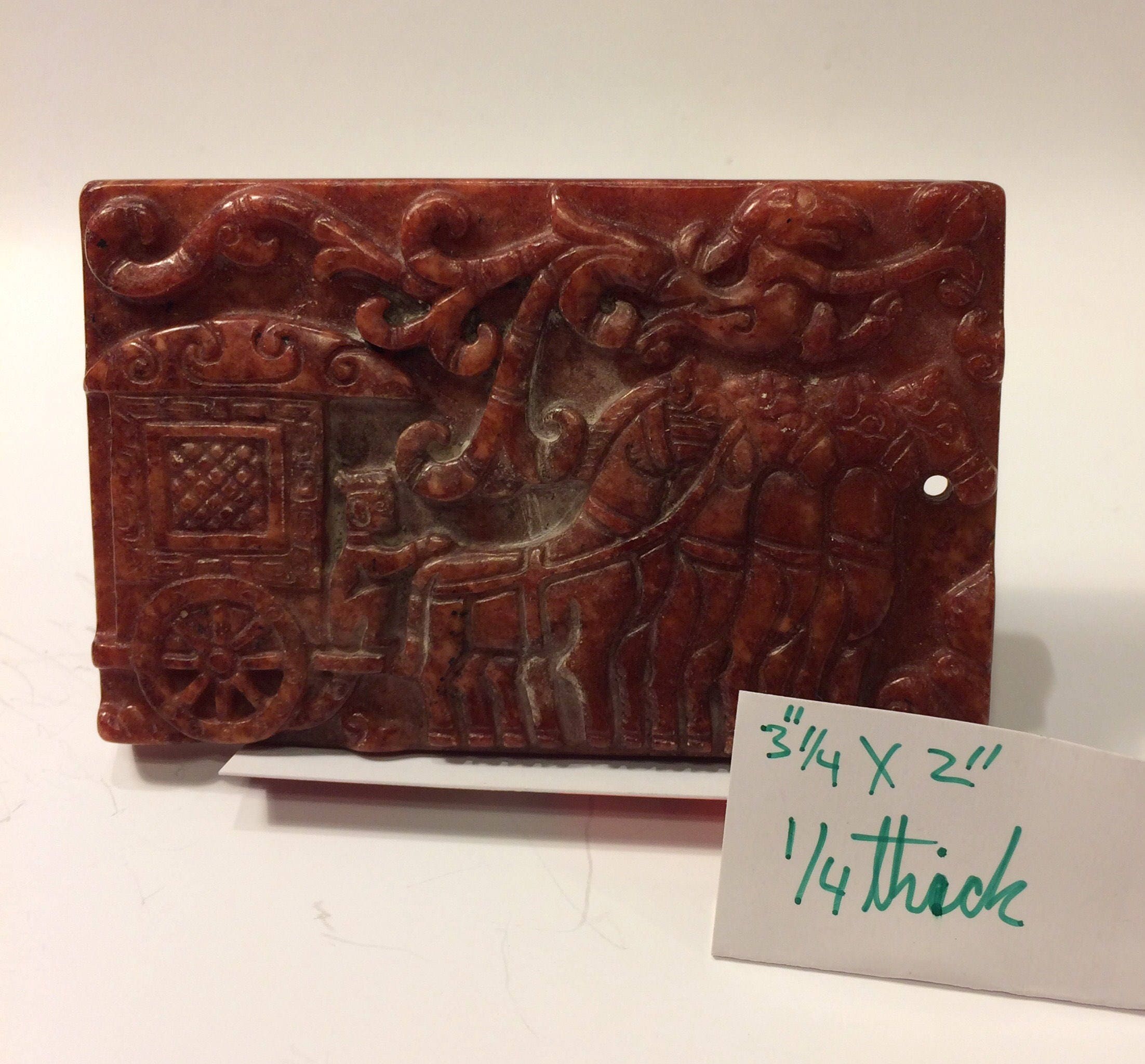 Beautiful carved red jade panel pendant carved depiction of | Etsy