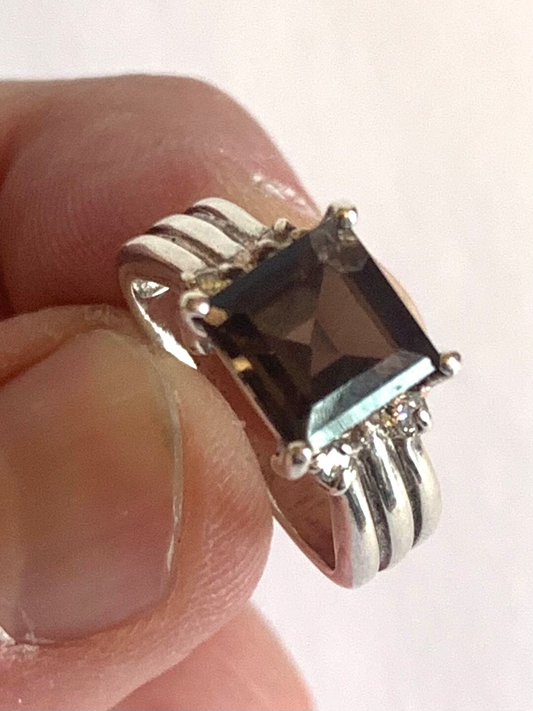 Square Cushion Cut, Smoky Quartz, Gemstone Set an Sterling Silver, With ...