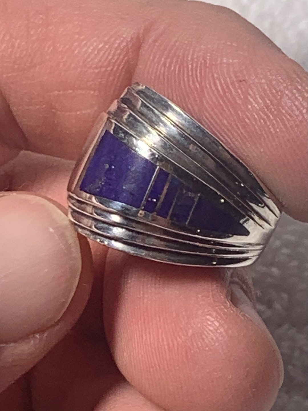 Unique, Modern Design and Lead Lapis Lazuli Gemstone Ring in a Size 6 ...