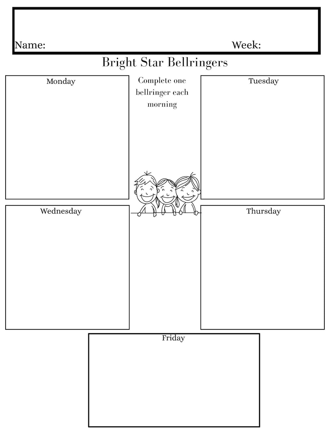 Weekly Morning Work Sheet (K-2) - Etsy