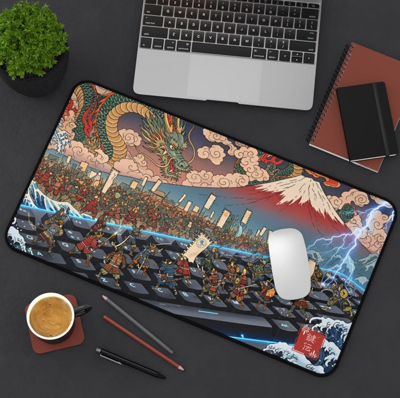 KEY-DEN Series: Ukiyo-e Samurai & Dragon Desk Mat, Artwhiz Studio ...