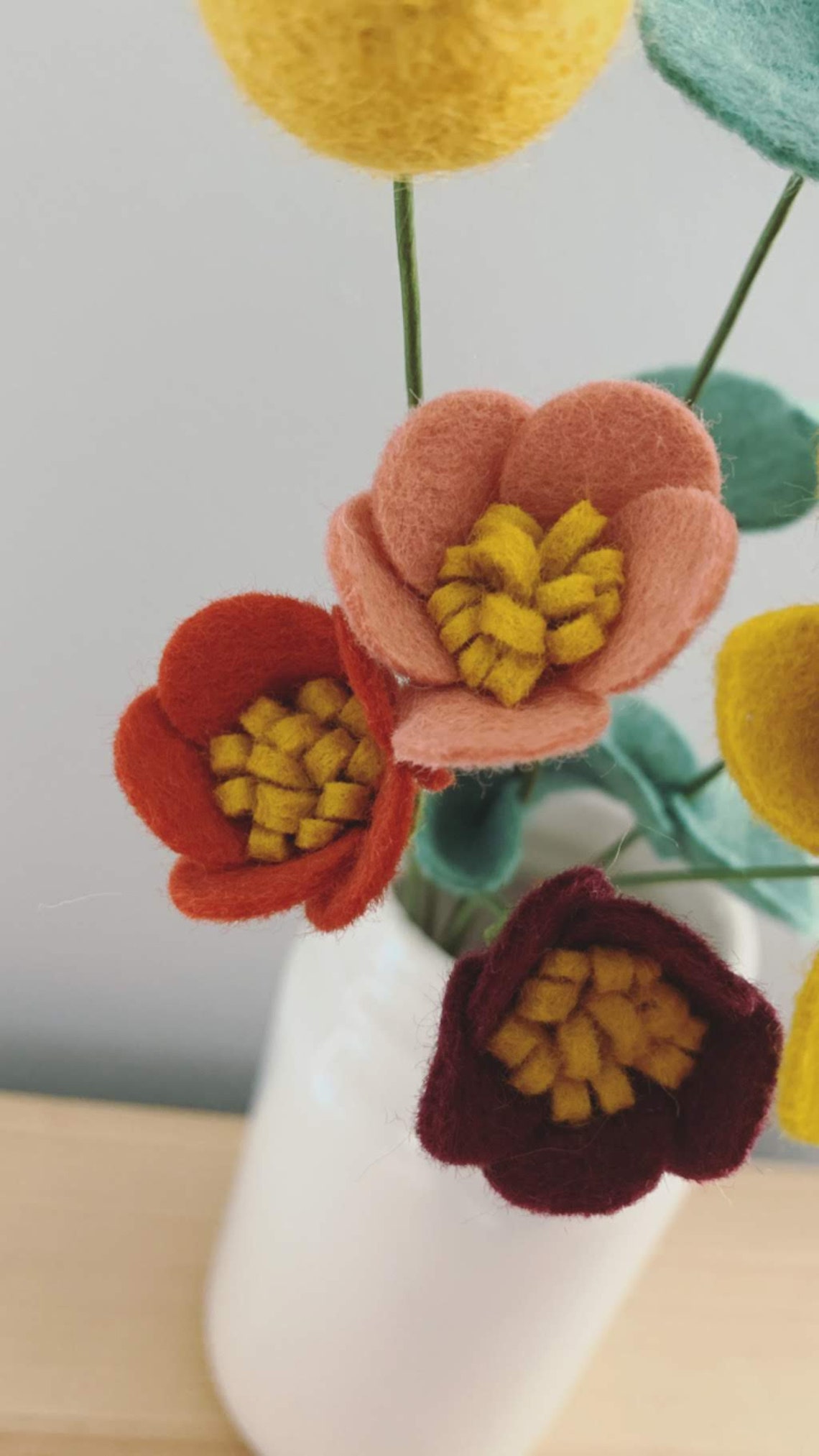 FELT FLOWER BOUQUET No. 016 - Autumn Thanksgiving Fall Decor Cubicle ...