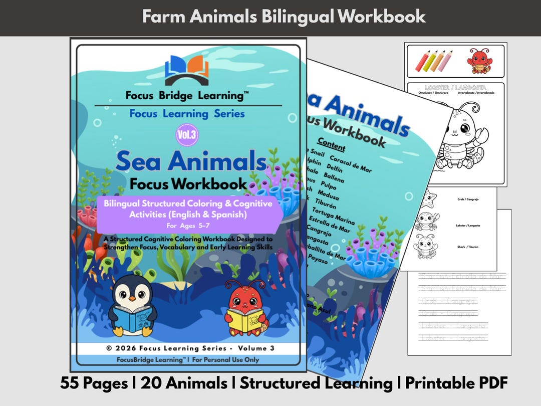 Bilingual Sea Animals Workbook, Structured Learning Activities ...