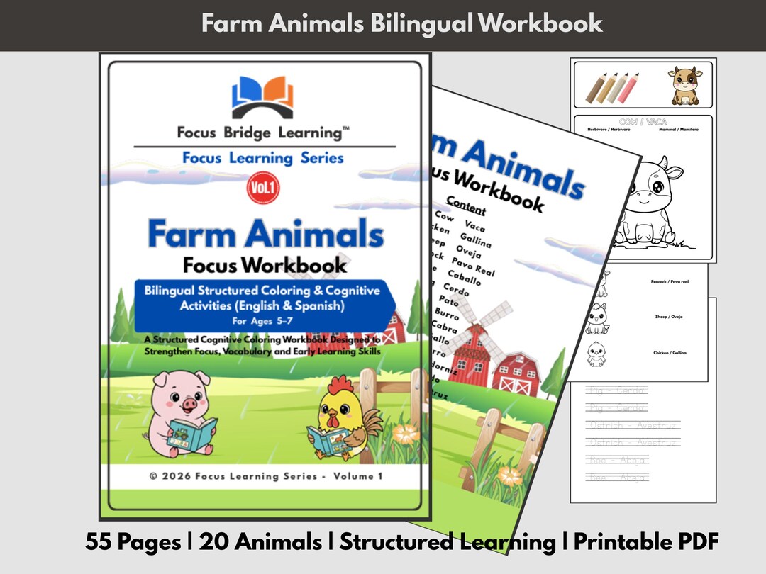 Bilingual Farm Animals Workbook, Structured Learning Activities ...