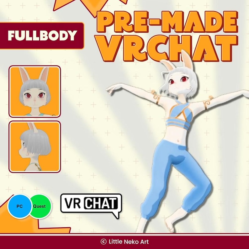 Vrchat Avatar Charot Furry | Bunny Girl Avatar | Full Body 3D Model ...