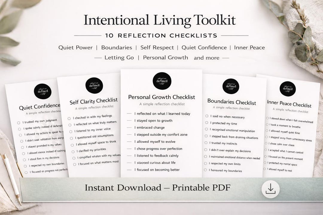 Intentional Living Reflection Toolkit | Self Reflection Worksheets ...