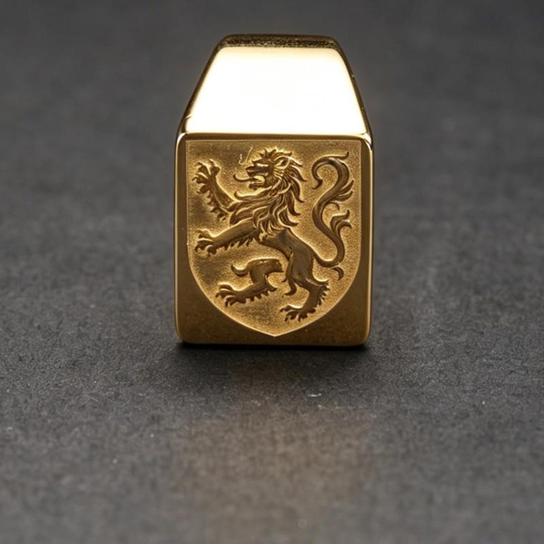 18K Gold Lion Rampant Ring – Scottish Red Lion Crest - Etsy