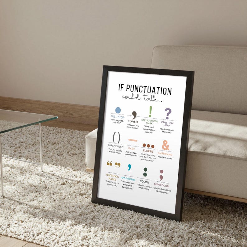 Boho Punctuation English Grammar Poster, Classroom Decor Print - Etsy