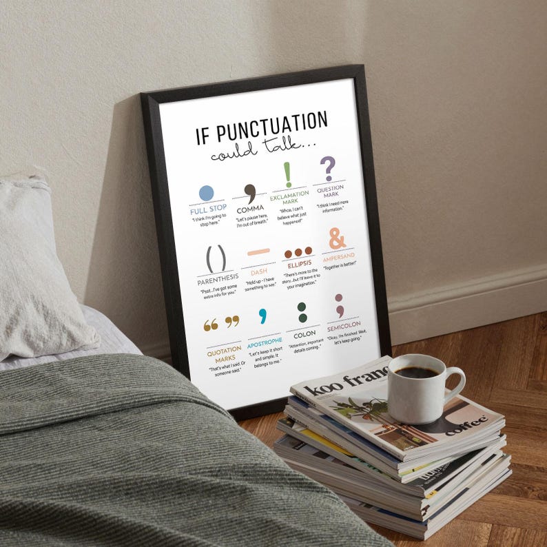 Boho Punctuation English Grammar Poster, Classroom Decor Print - Etsy