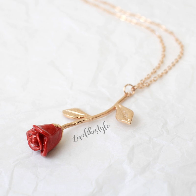 Red Rose Necklace - Etsy