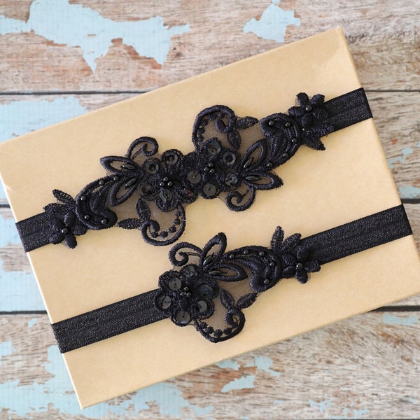 Black Wedding Garter - Etsy