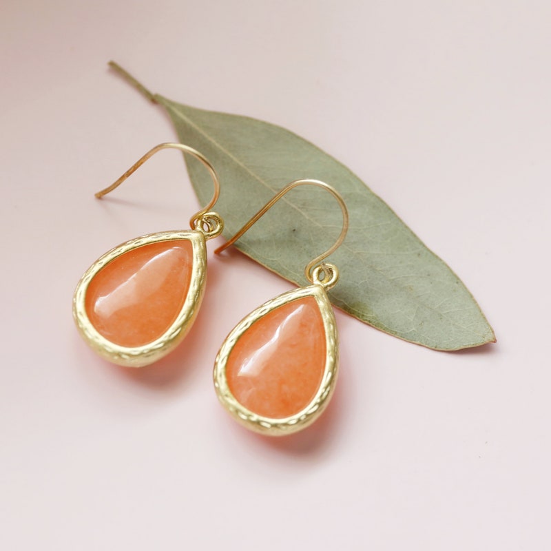 Peach Drop Earrings - Etsy