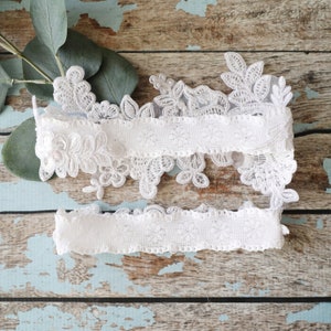 Wedding Garter Set,white Beaded Lace Garter Set,bridal Wedding Grter ...