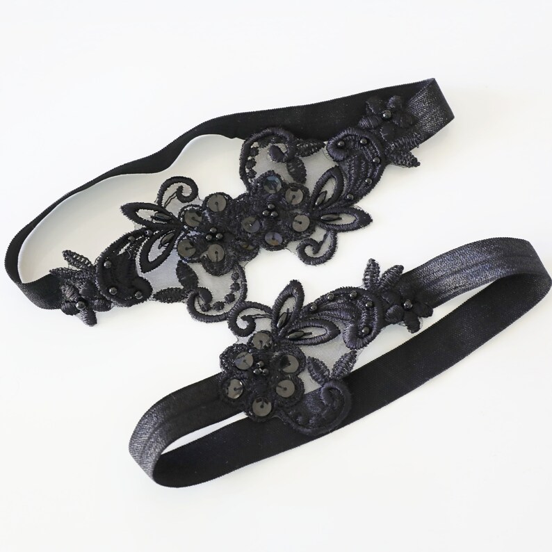 Black Wedding Garter Set Black Lace Wedding Garter Set Black - Etsy