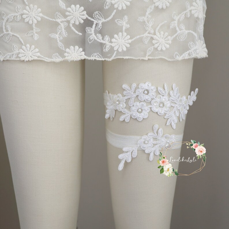 Wedding Garter SetBeaded Lace Wedding Garter Set Ivory Lace | Etsy