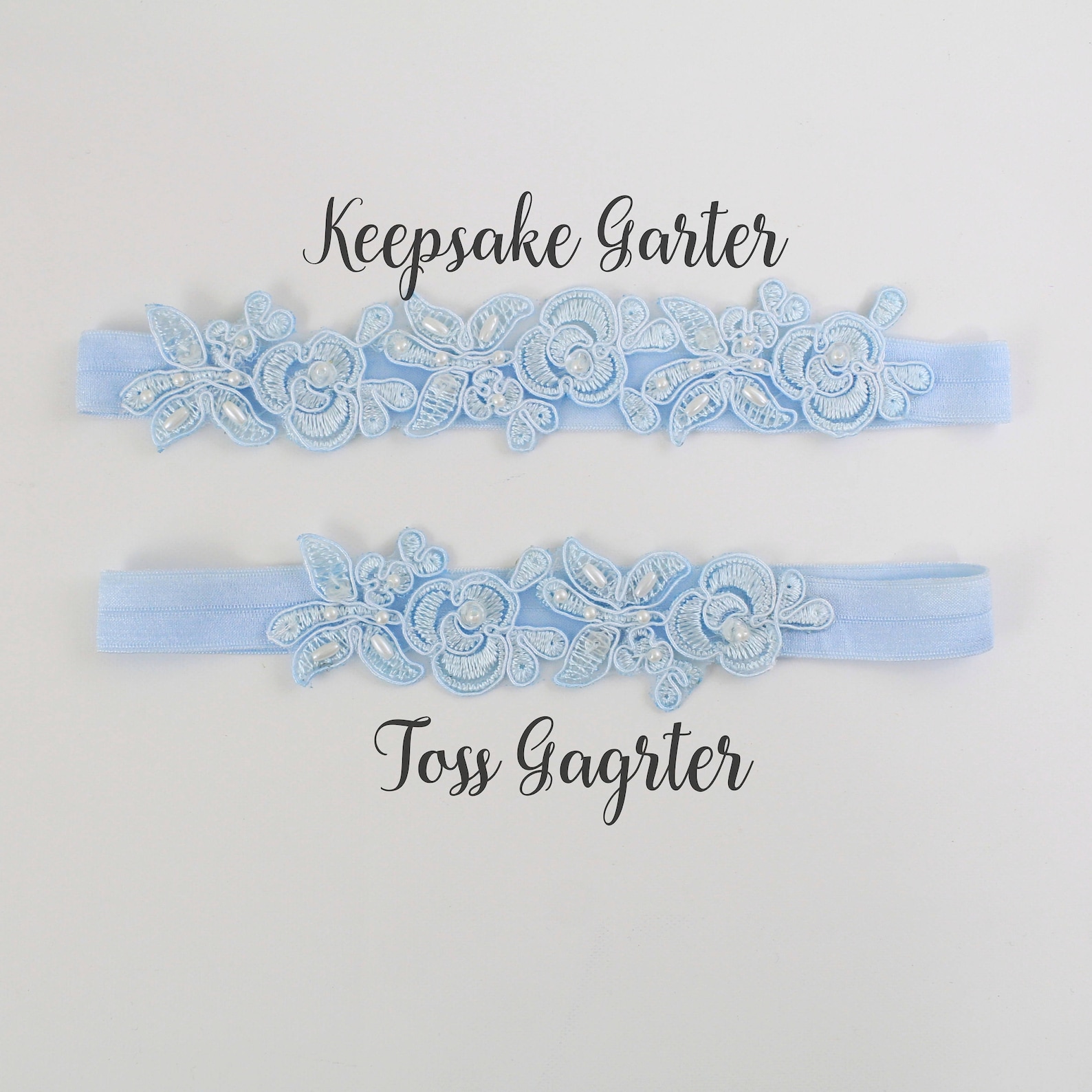 Light Blue Embroidery Flower Lace Wedding Garter Light Blue - Etsy