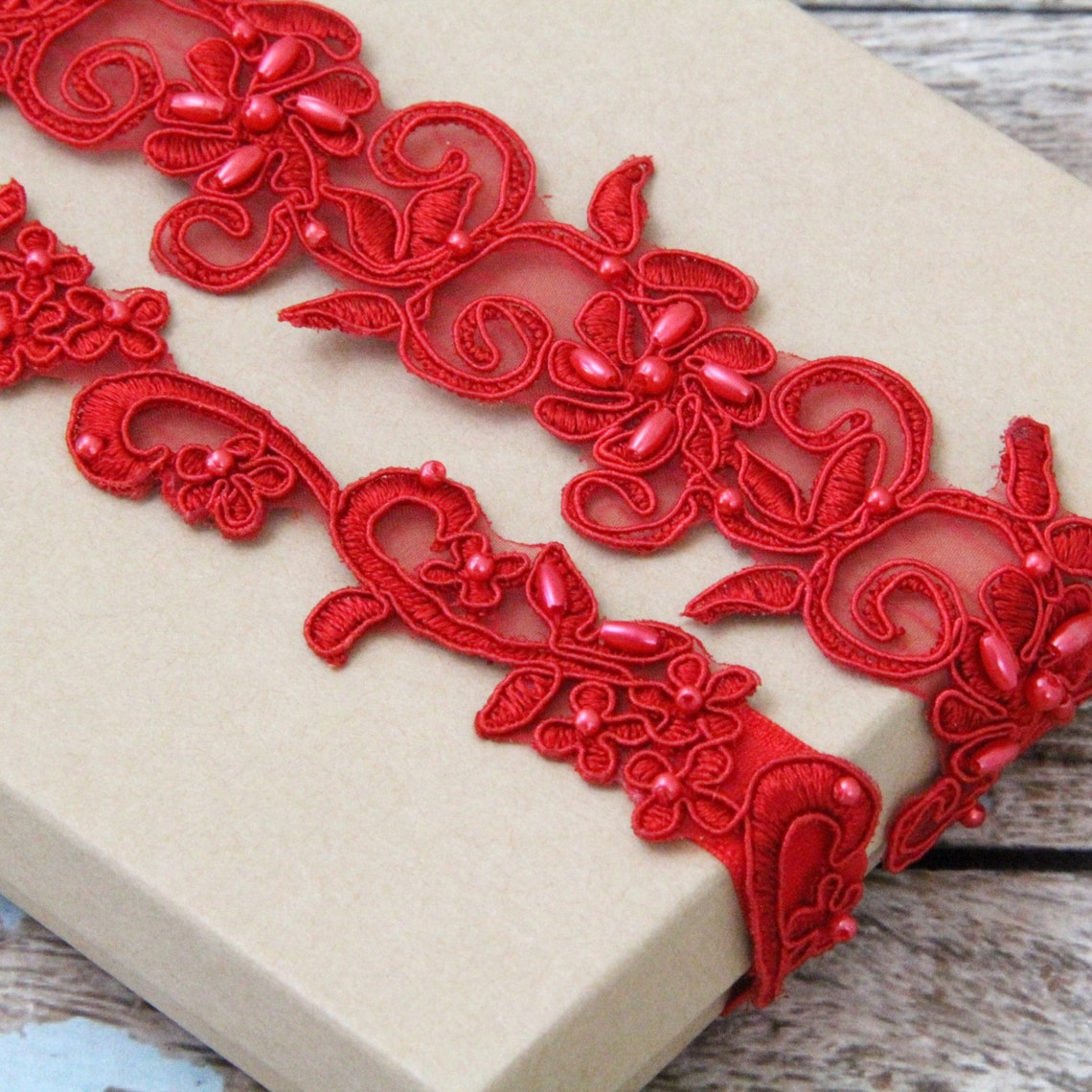 Red Beaded Lace Wedding Garter Set Red Lace Garter Set Toss - Etsy ...